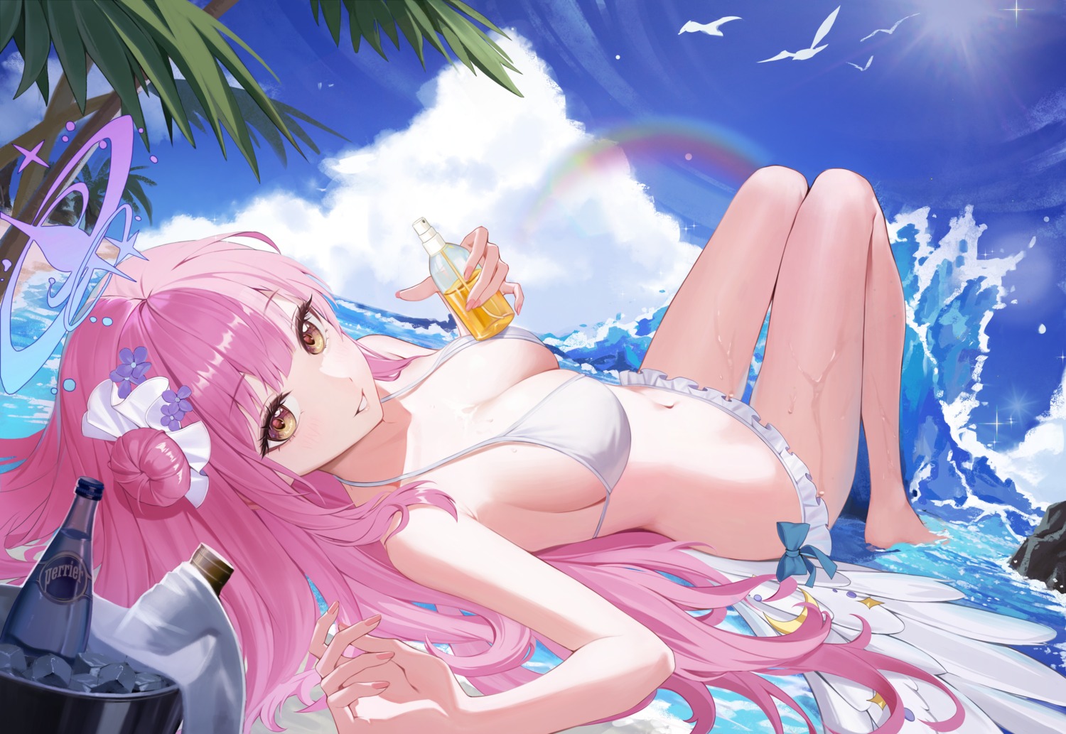 soha (416 soha) blue archive misono mika angel artist revision bikini swimsuits wet wings ...